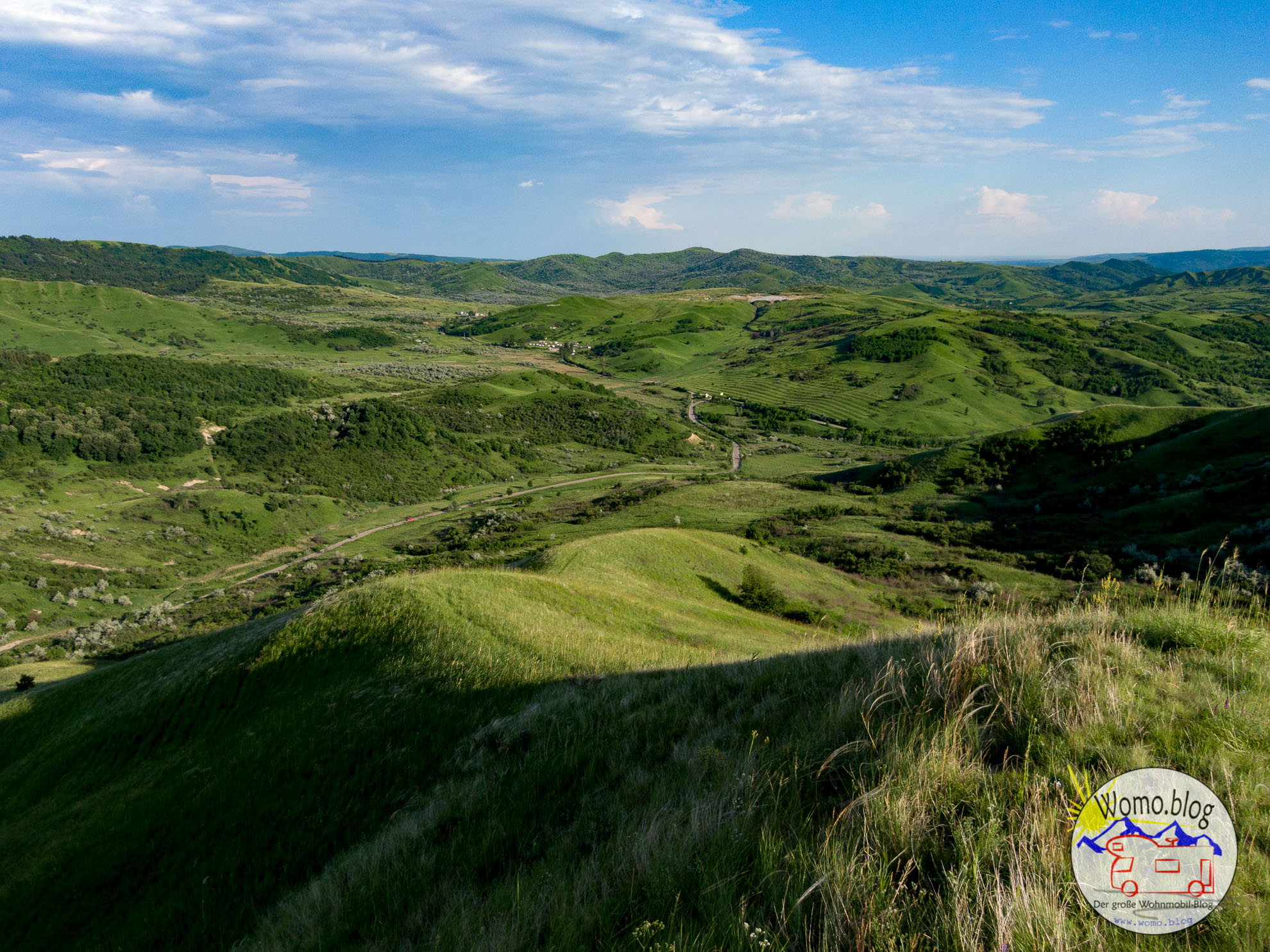Allein diese Farben: Himmelblau und sattgrün.